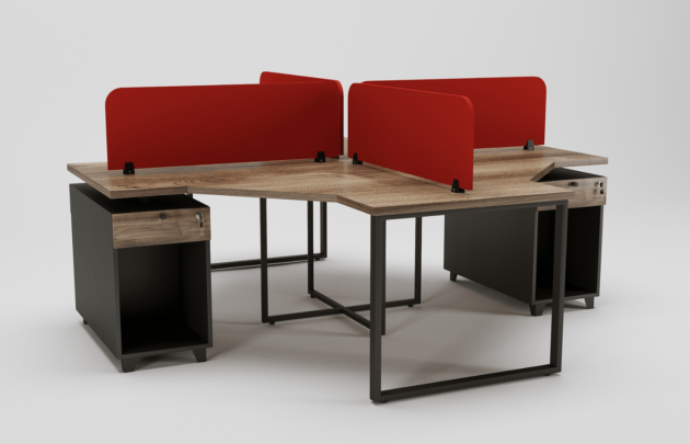 Dynamo Cubical Workstation: 4 Person, Storage, Partition